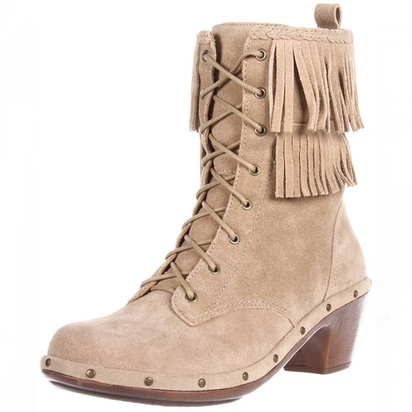 SoftWalk | Shoes | Nwob Rare Softwalk Missy Suede Fringe Laceup Boots ...